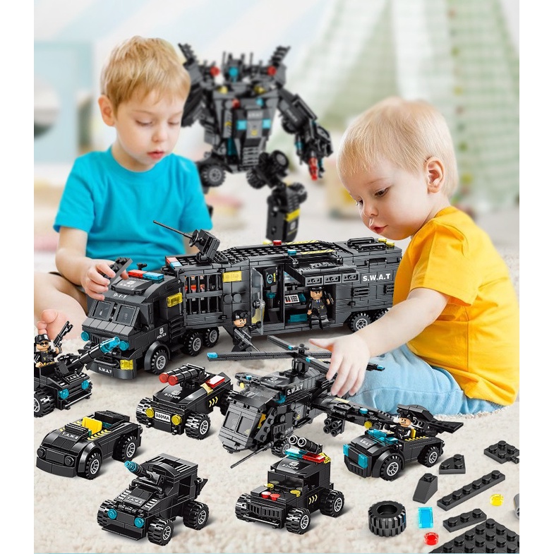 Tngstore 900pcs ++ SWAT Team Plus 1pcs Armored car Jeep Set Building ...
