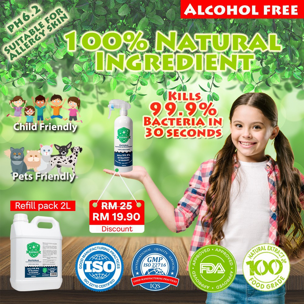 Disinfectant spray dettol spray elepro hoci/hocl natural sanitizer ...