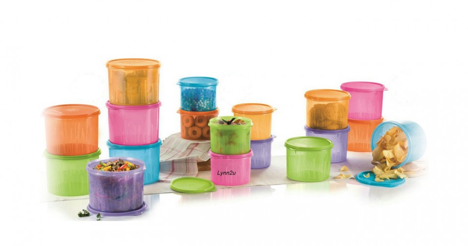 Tupperware Snack N Stack Textured Canister 2.4L Large Size/ Medium 1.7L/ Small 1.1L (Food ...