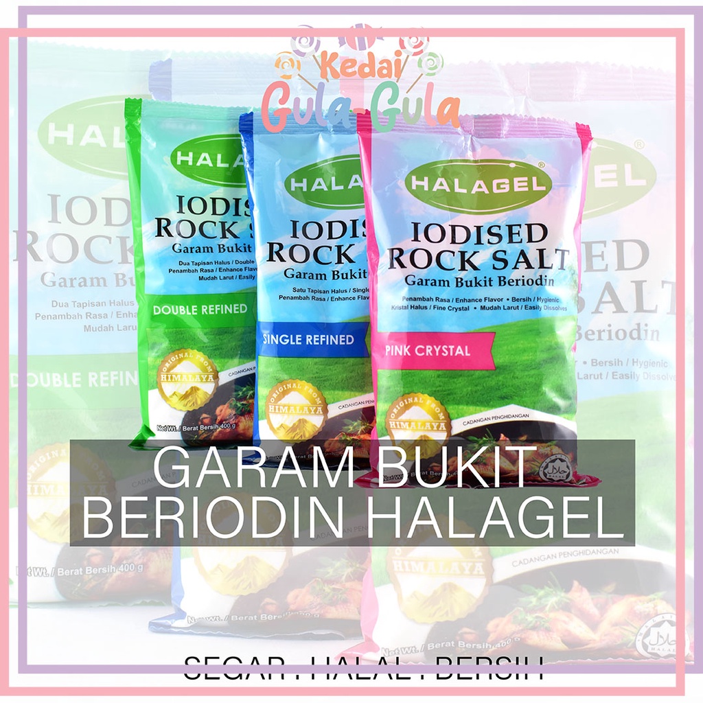 Garam HALAGEL Refined Salt | Garam Pink Salt | Halal 400g | Shopee Malaysia