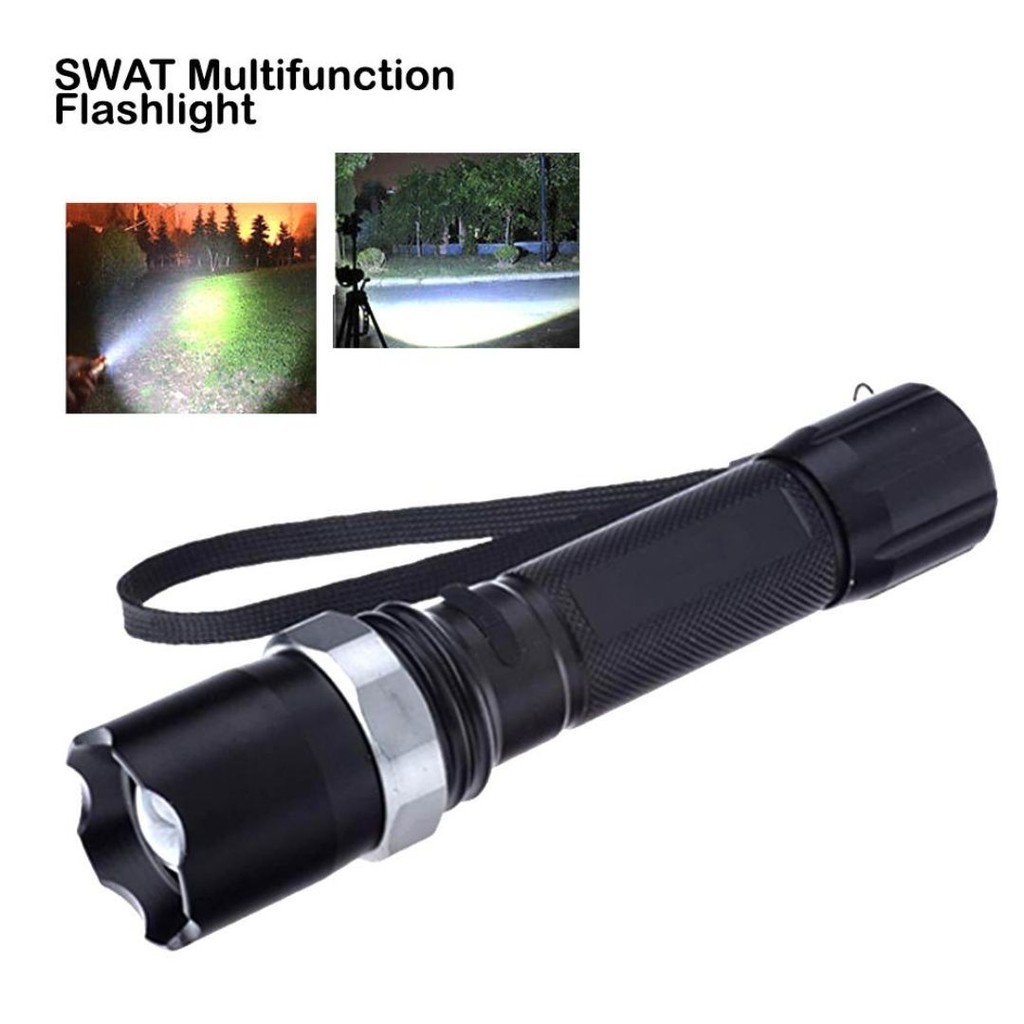 Swat Rechargeable Waterproof 3 Mode Multifunction Flashlight Torchlight ...