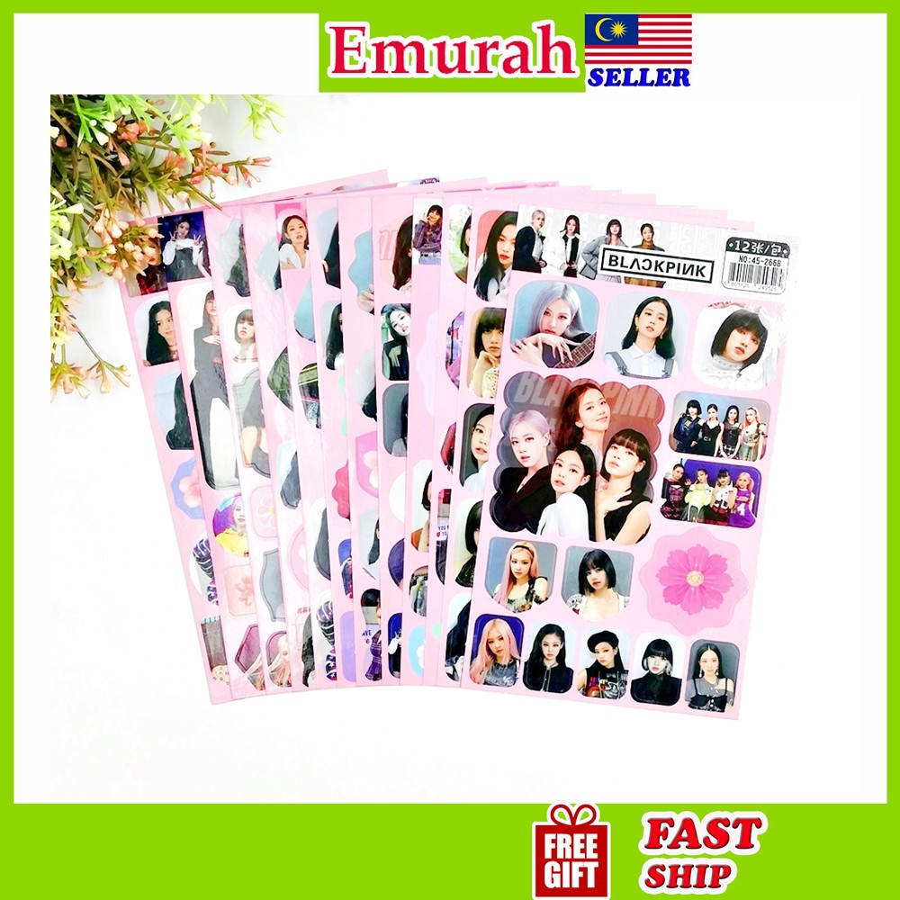 BPINK Sticker KPOP Sticker (12 sheets) LISA ROSE JENNIE JISOO | Shopee ...