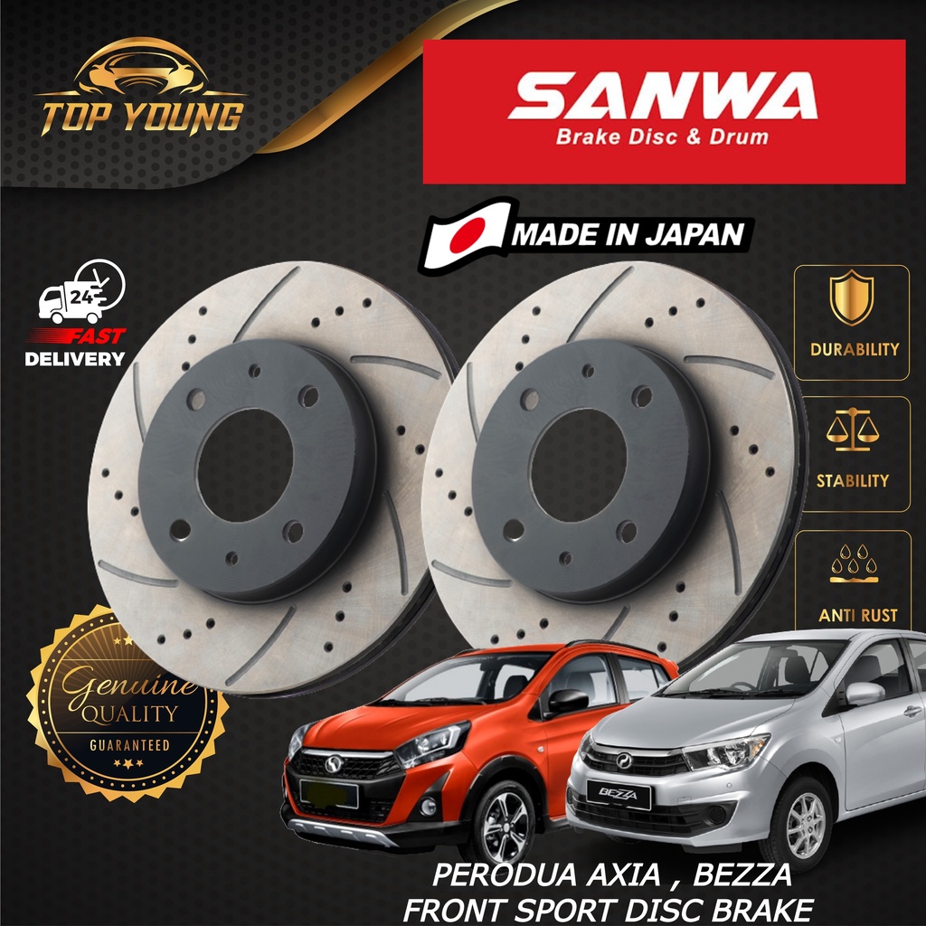 PERODUA AXIA, BEZZA FRONT DISC ROTOR SPORT SLOTTED & DRILLED MADE IN ...