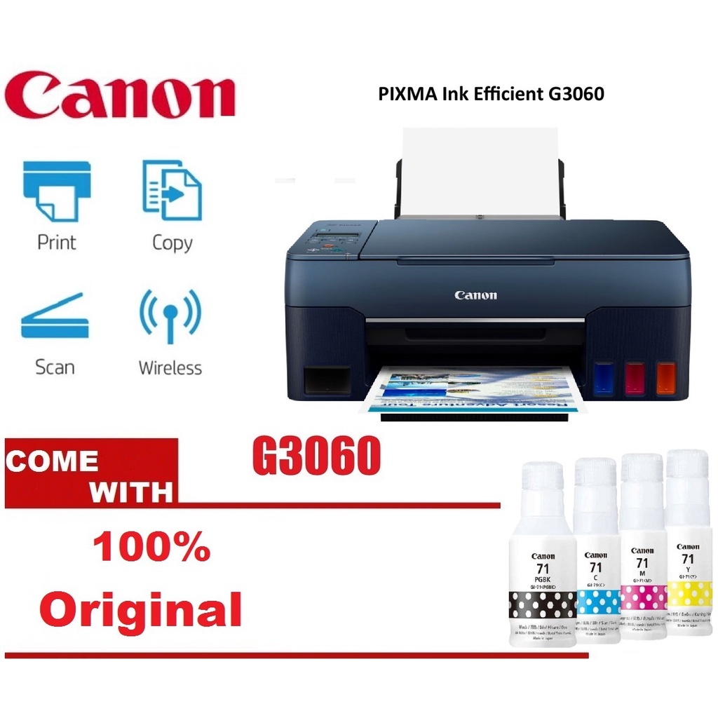 CANON PIXMA G3060 / G3020 Wireless G Series All In One Printer (Scan ...