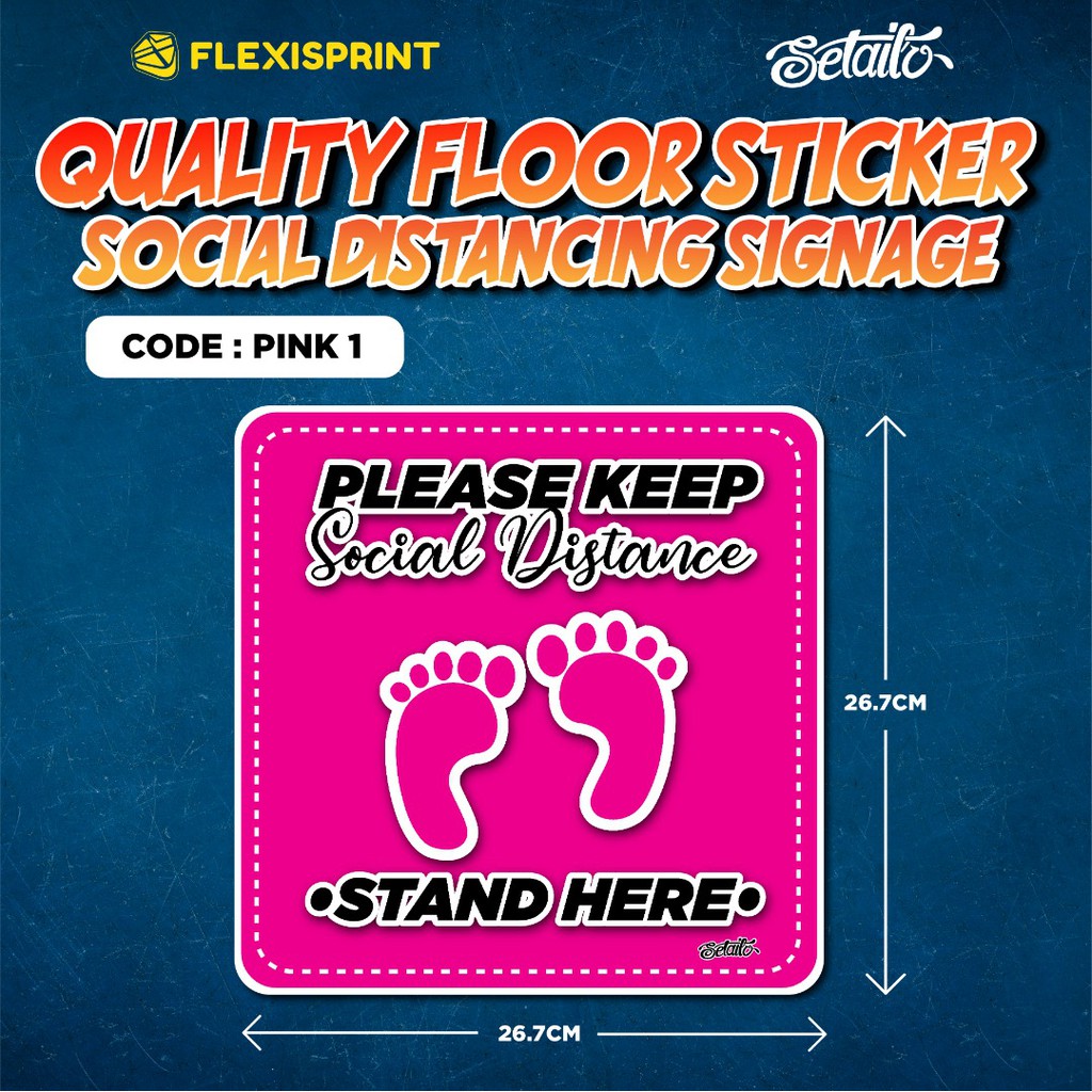 SOCIAL DISTANCE | FLOOR STICKER | SOP 1METER | STICKER KEKALKAN JARAK ...