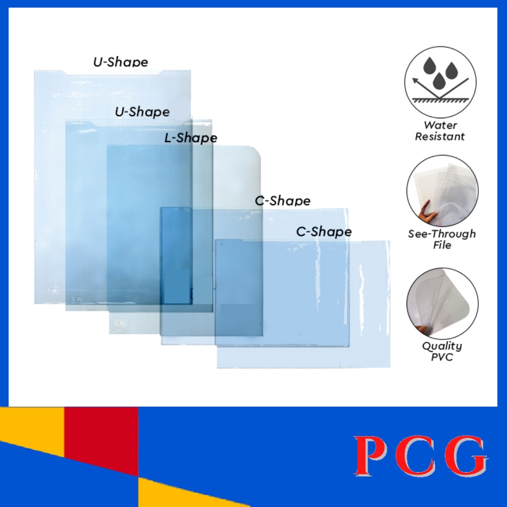 A4 L / C / U Shape Plastic Transparent Holder, PVC Clear Folder, File ...