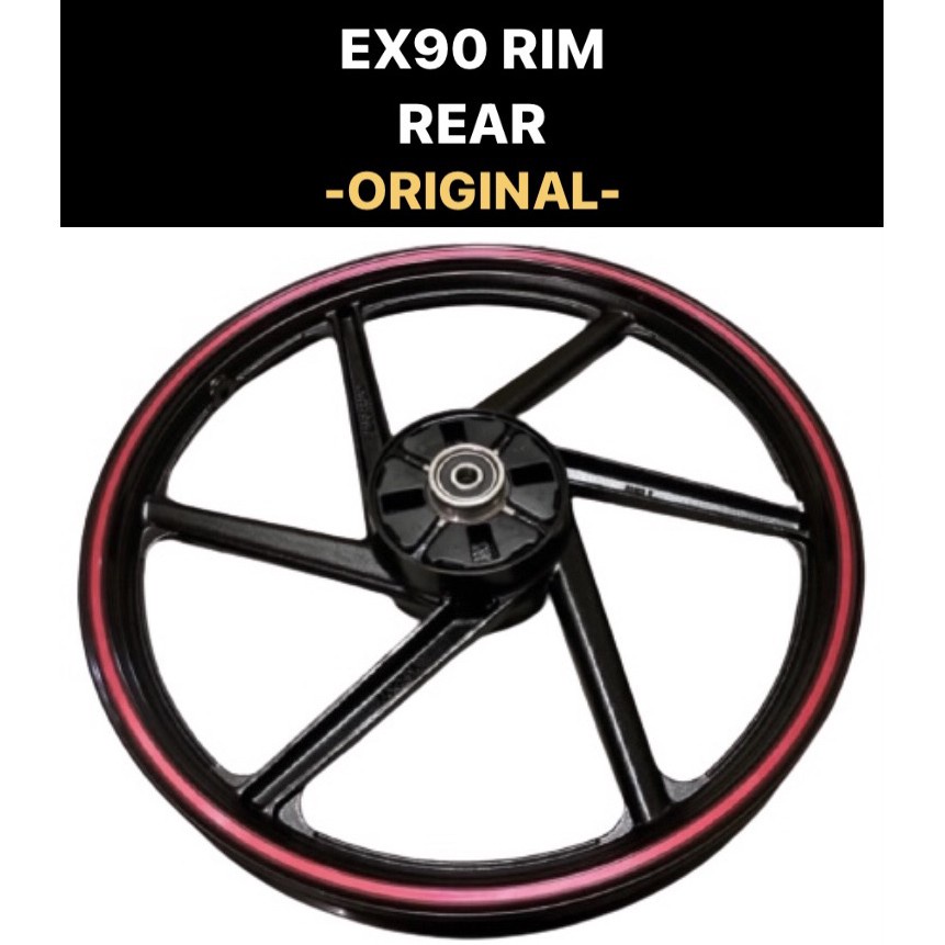 DEMAK EX90 RIM REAR BELAKANG RED LINING + BEARING + RUBBER EX 90 SPORT ...