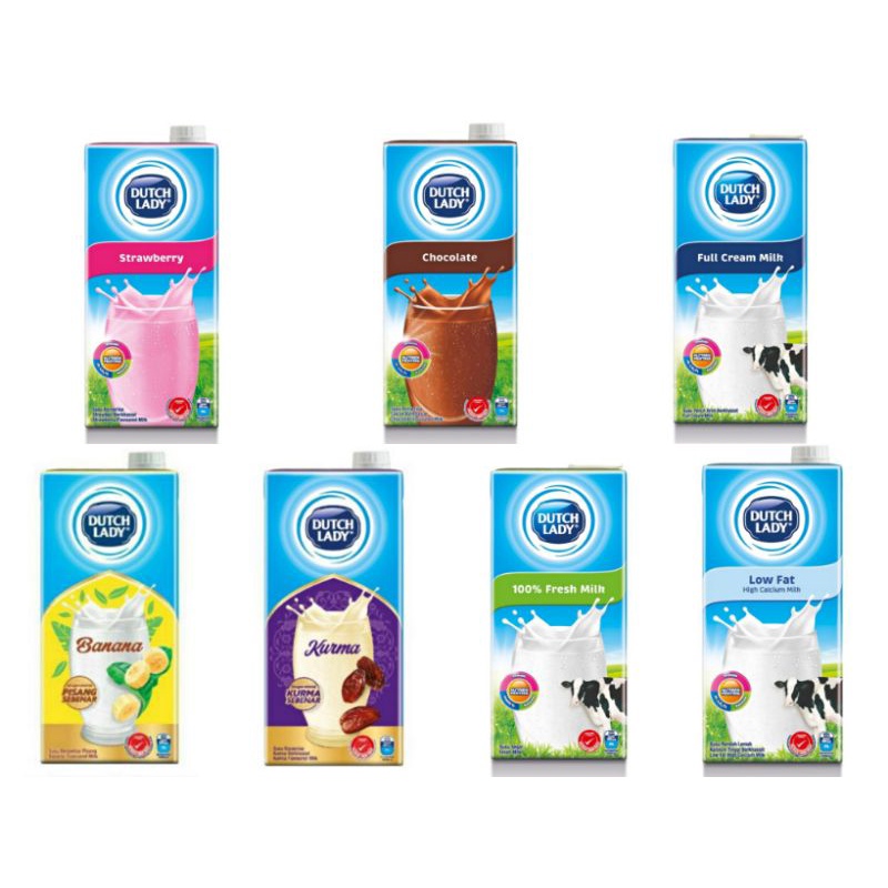Dutch Lady UHT Milk 1 Litre (1L) Full Cream | Low Fat | Chocolate | Strawberry | Fresh Milk ...