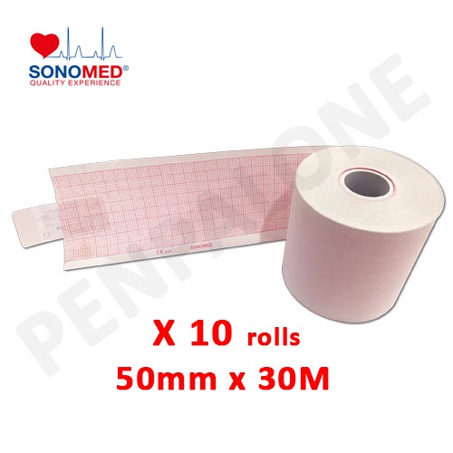 50mm x 30M - 10 rolls Sonomed Brand ECG paper ( Single Channel ...