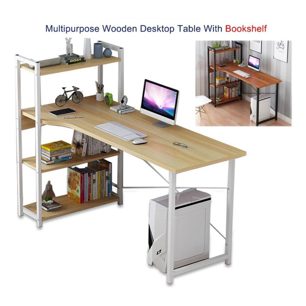 (LOCAL WARRANTY) Writing Desktop Table With Bookshelf / Meja Study ...