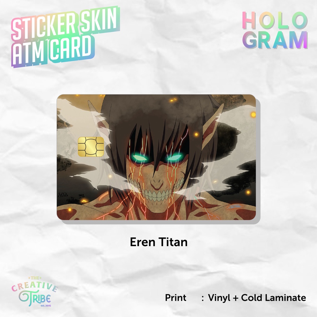 Sticker Skin Card HOLOGRAM Eren Jaeger Attack Titan - SNK AOT Vinyl ATM ...
