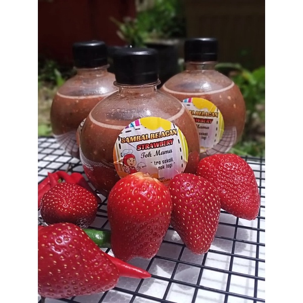 Sambal Strawbery ,sambal belacan, pedas,masam,manis,botol bulat,produk ...