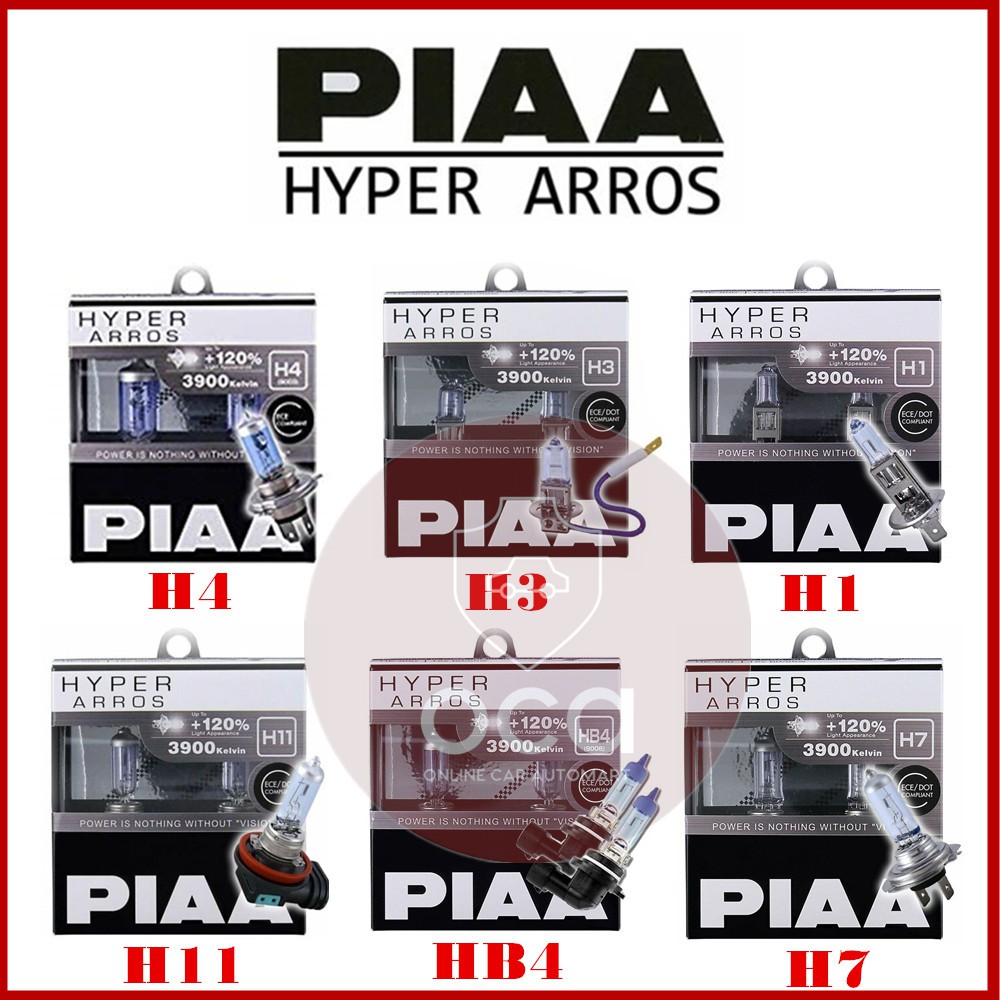 PIAA - HYPER ARROS 3900K HALOGEN BULB-(MADE IN JAPAN)-H1,H4,H3,H7,HB4 ...