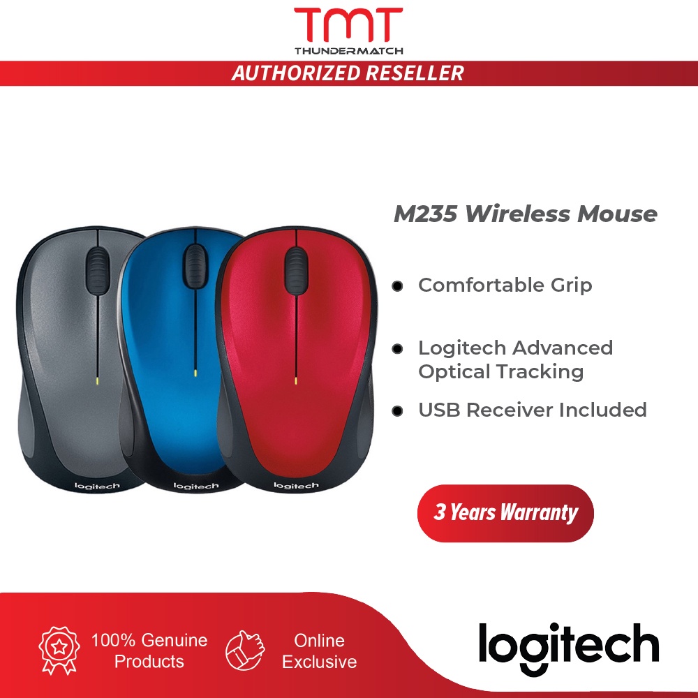 Logitech M235 Wireless Mouse ( Red / Blue / Black ) | Shopee Malaysia