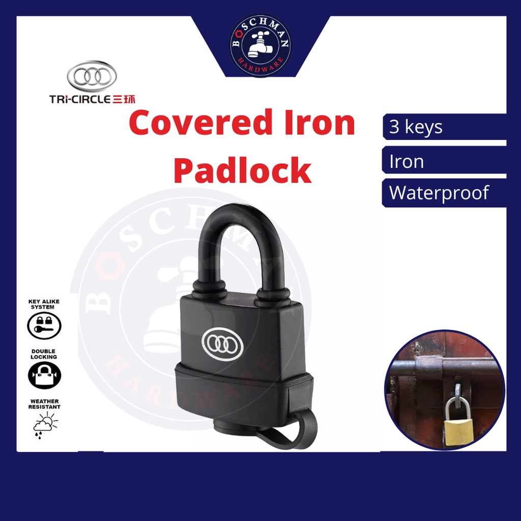Tri-Circle Plastic Covered Waterproof Padlock Weatherproof Padlock ...