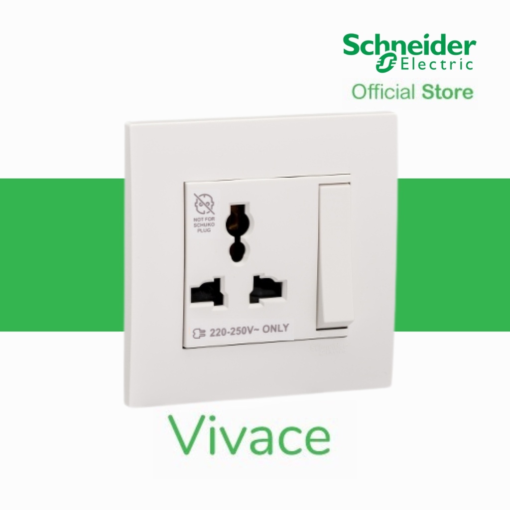 Schneider Electric Vivace 13A 250V 1 Gang 3-Pin Large Dolly Switched ...