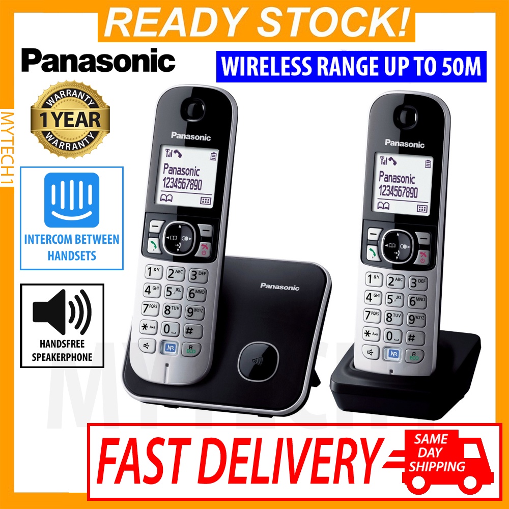 Panasonic Cordless Telephone KX-TG6811/KXTG-6812 Single or Twin Speakerphone Telefon Rumah atau ...