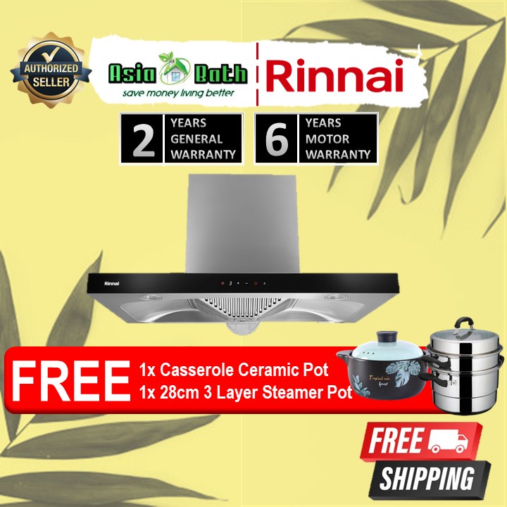 Rinnai RH C1319 SSW 90cm Chimney Cooker Hood / RH-C1319-SSW / Slim Hood / Telescopic Hood / Elba ...