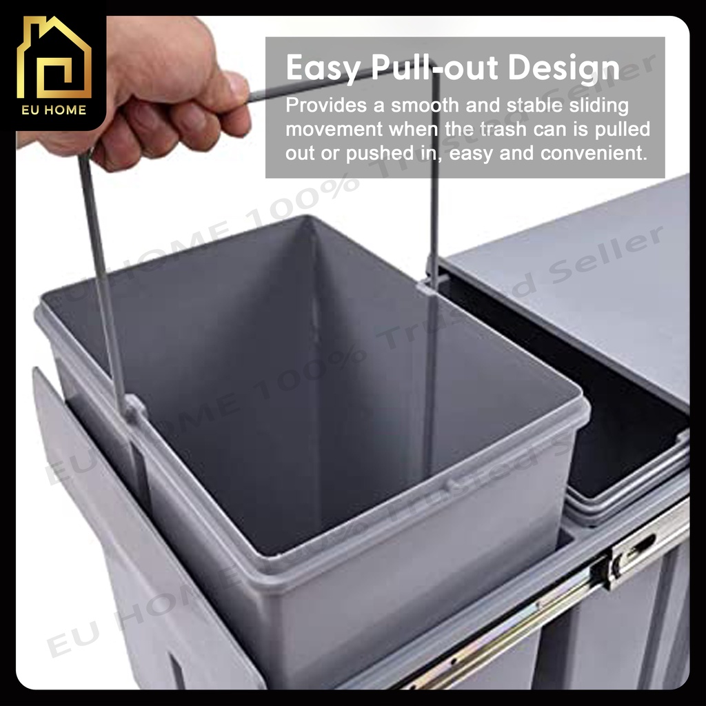 Kitchen Bin Pull Out Dustbin / Tong Sampah Moden 20 Litre / Kitchen ...