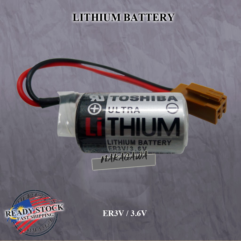 TOSHIBA ER3V ORIGINAL BATTERY BROWN CONNECTOR 3.6V PLC MODULE LITHIUM ...