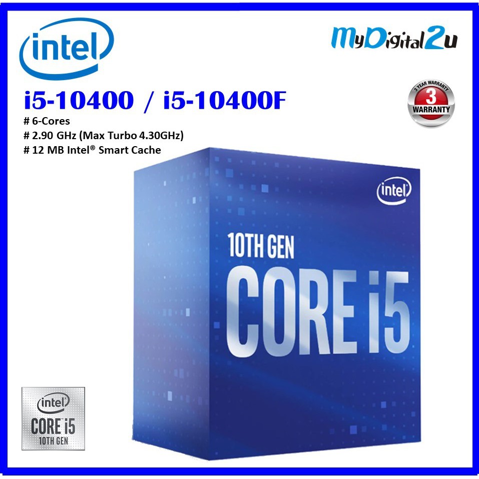 Intel® Core i5-10400 / i5-10400F Processor 12M Cache, 2.9GHz (Max Turbo ...