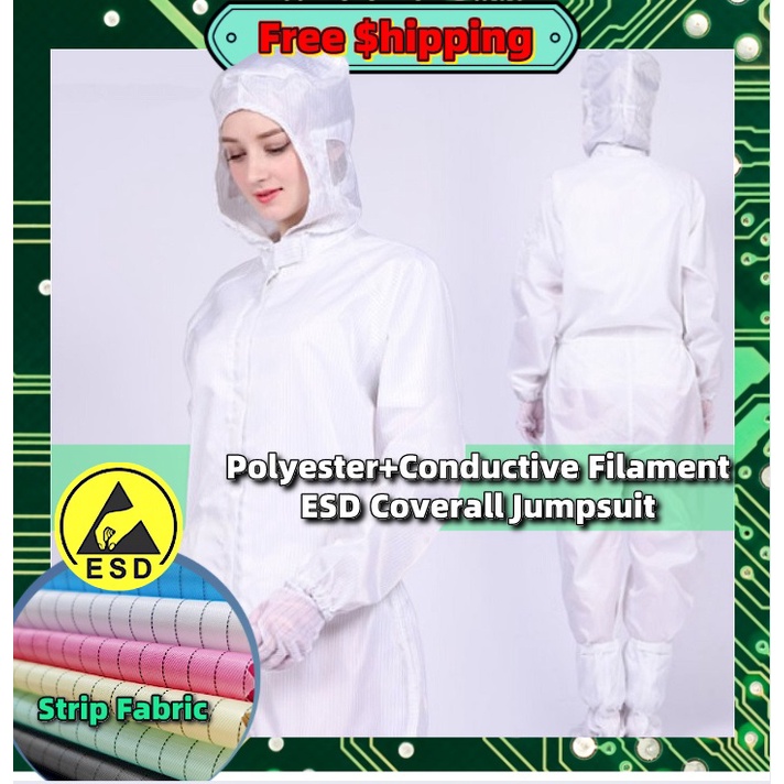 Ready Stock Anti Static ESD Jumpsuit Reusable Clean Room ESD Coverall ...