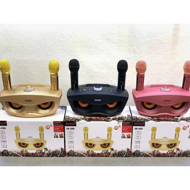 Hot SDRD SD-306/306Plus Wireless Bluetooth Dual Microphone Karaoke Portable 3D Stereo Speaker ...