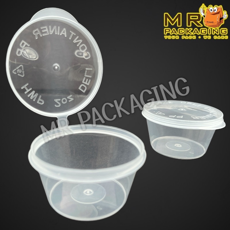 2oz 50ml Round Disposable Plastic Food Container Hinged Lid ( 50pcs± ) 2 oz Deli Container - 50 ...