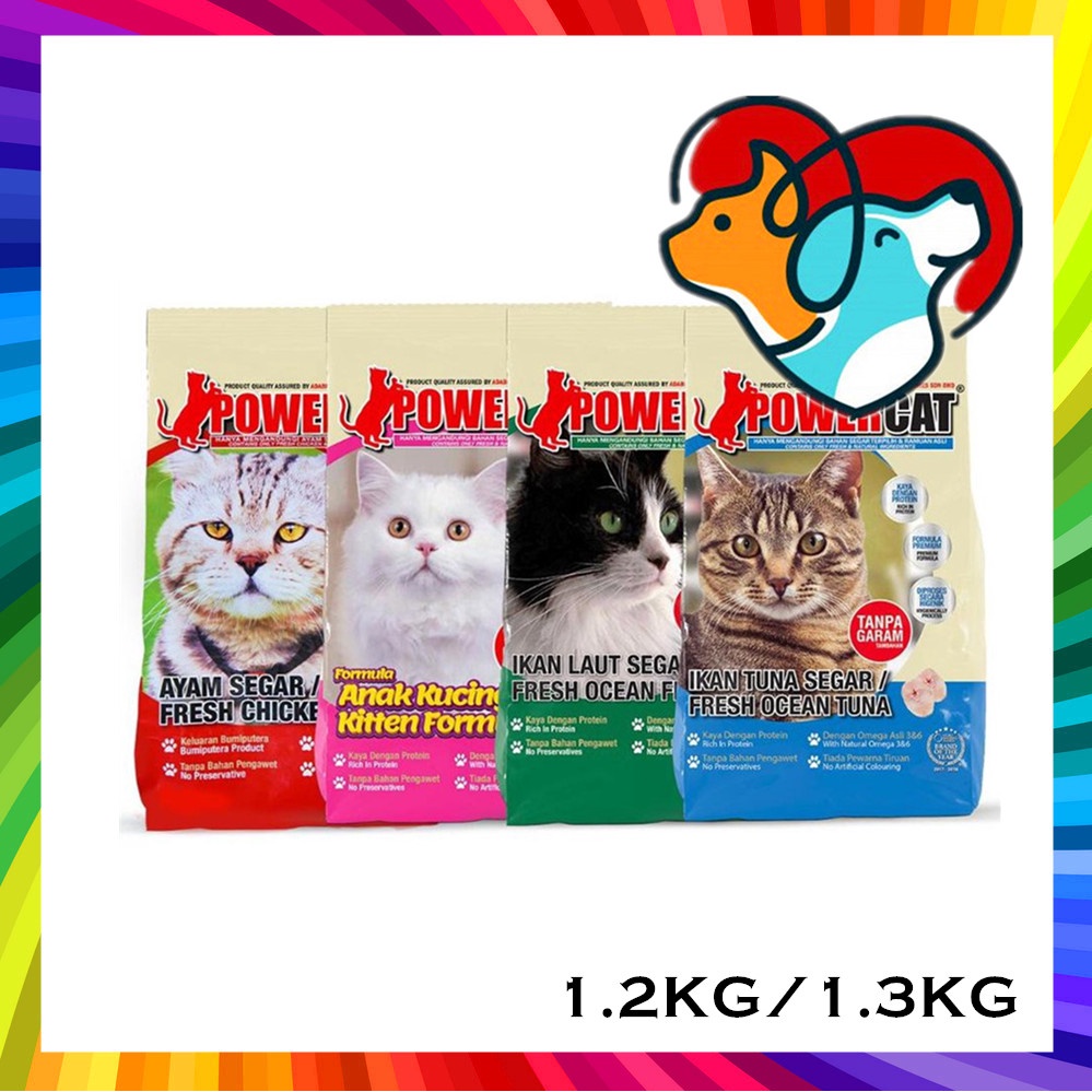 Power Cat Kitten Adult Ocean Fish / Tuna / Chicken Cat Food 1.2KG 1.3KG ...
