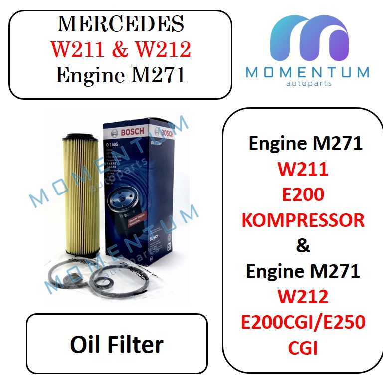 MERCEDES-BENZ Oil Filter W211 Only For Type Engine M271 E200 KOMPRESSOR ...