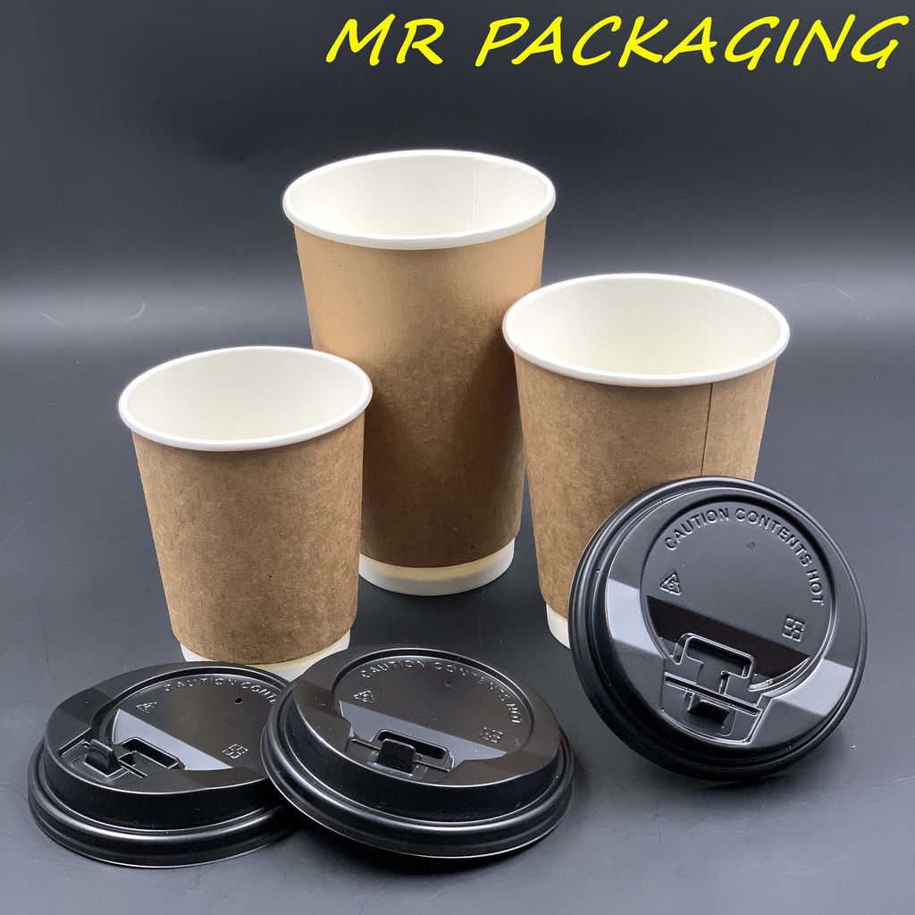 Paper Hot Cup 8oz 12oz 16oz With Lid [ Single Double Wall