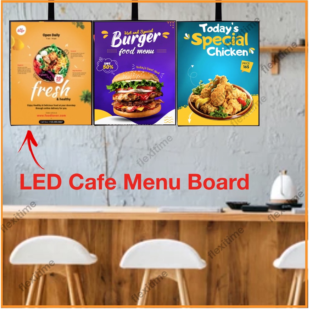 LED Cafe Menu Board Fast Food Display Restaurant Hanging Light Led ...