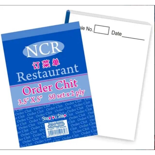NROC 5010 Restaurant Order Chit Book 3.5"x5" NCR 2ply 50set Order Sheet ...