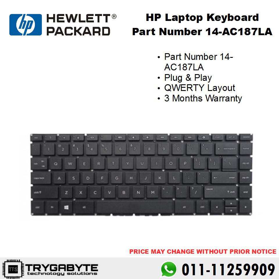 Laptop HP Keyboard Part Number 14-AC187LA / Keyboard Replacement ...