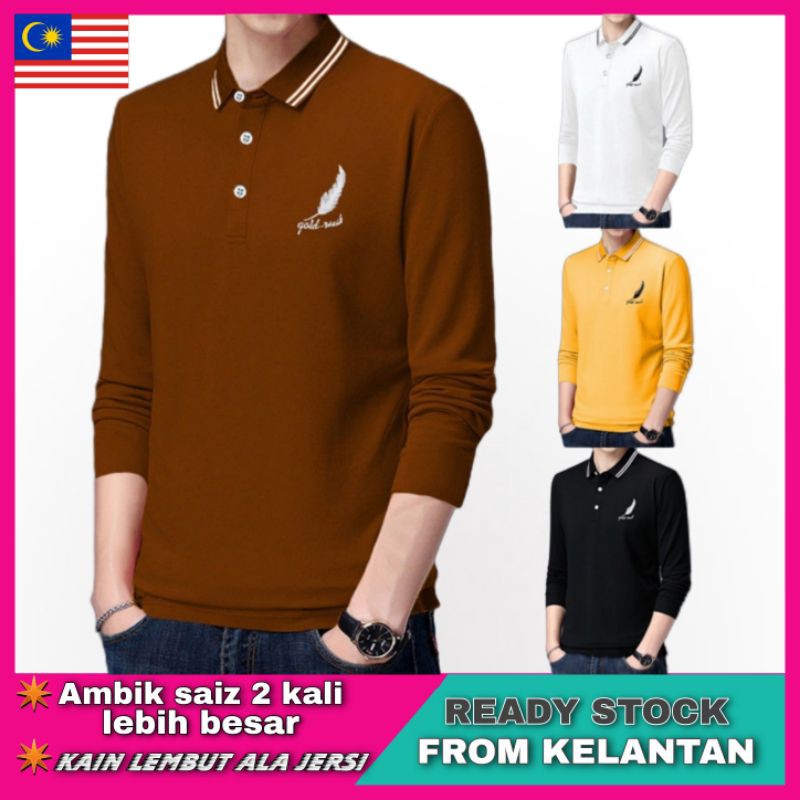 MEN'S COMFORT PLAIN POLO S-5XL FASHIONABLE LONG SLEEVE POLO/BAJU POLO ...