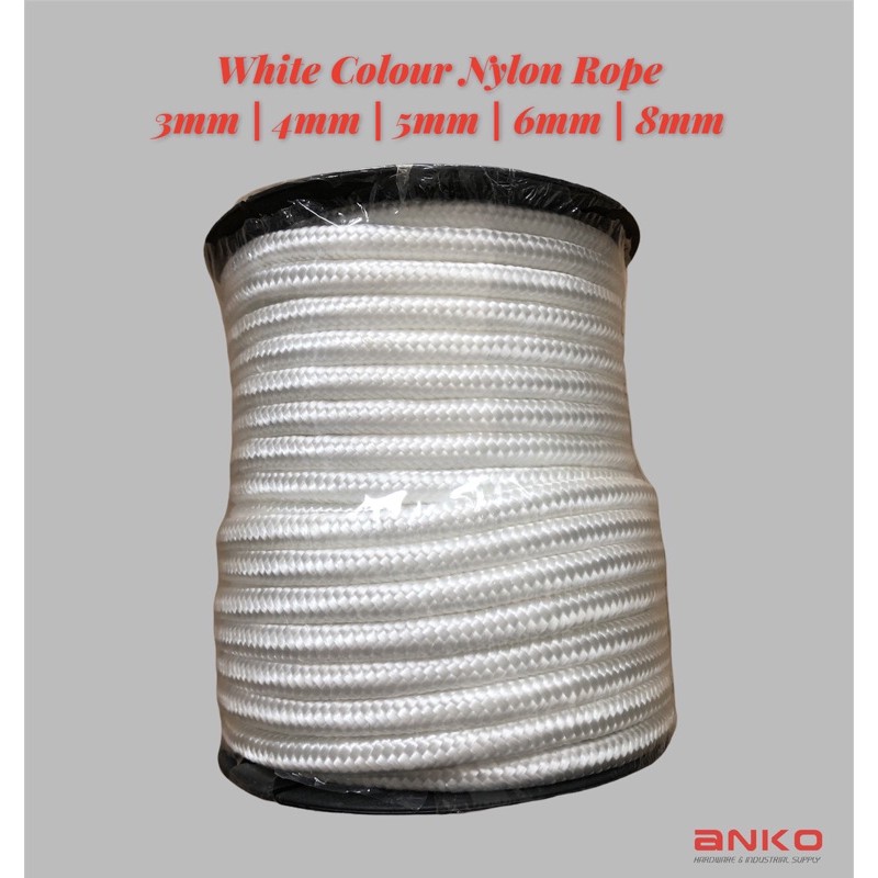 WHITE COLOUR NYLON ROPE 3MM | 4MM | 5MM | 6MM | Shopee Malaysia