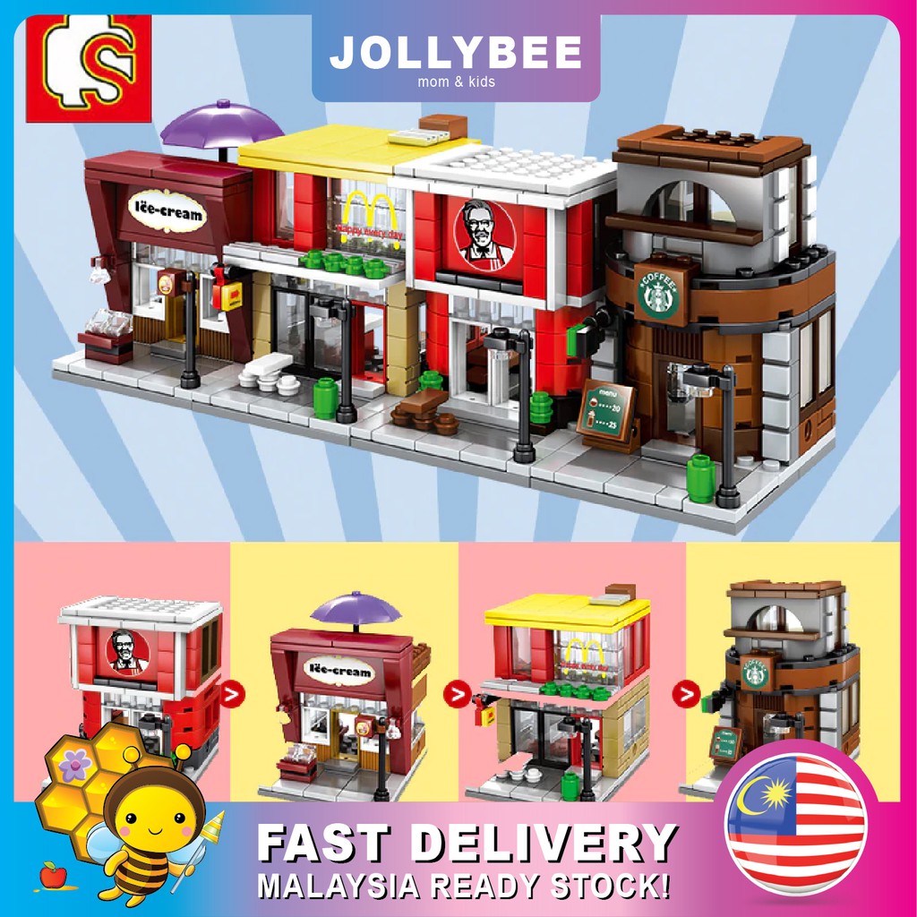 Jollybee Sembo Block The Mini Street View 3D Model Bricks House Shop ...