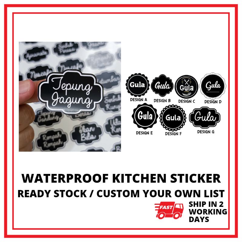 Waterproof Spice Kitchen Deco label STICKER DAPUR KALIS AIR Sticker ...