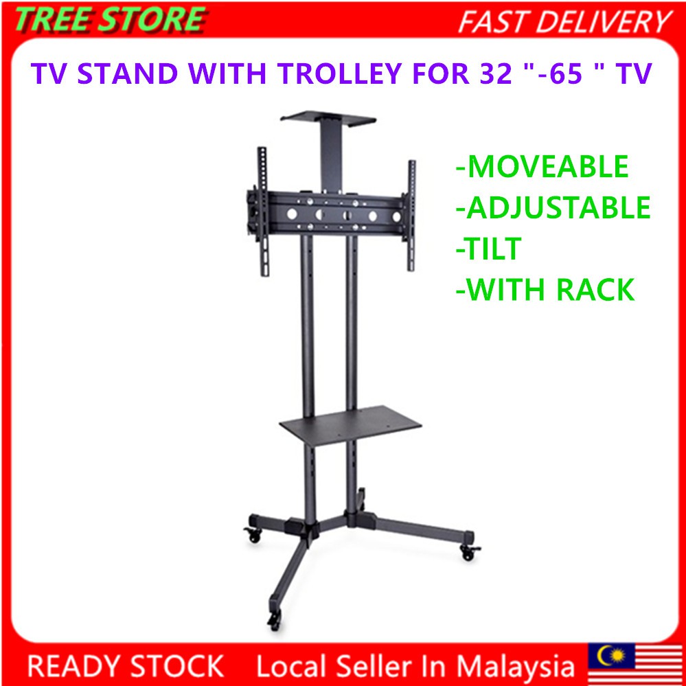 Portable Mobile TV Trolley Bracket Stand Movable LCD LED Tripod Bracket ...