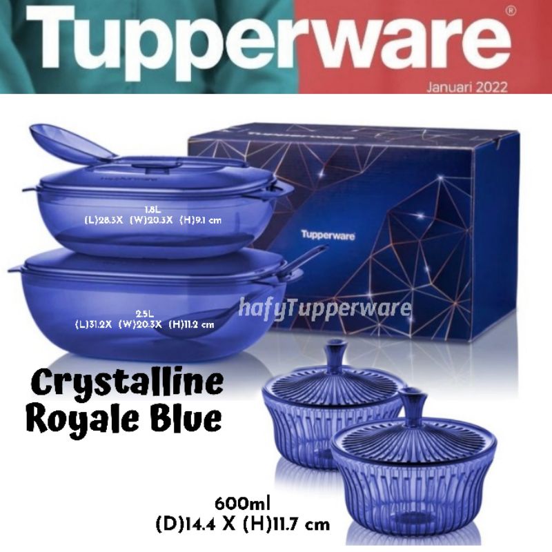 Tupperware Crystalline Royale Blue Serveware Set with Gift Box/Royale ...