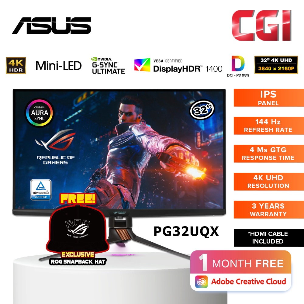 Asus ROG Swift PG32UQX 32" 4K UHD 144HZ IPS Mini LED DisplayHDR 1400 ...
