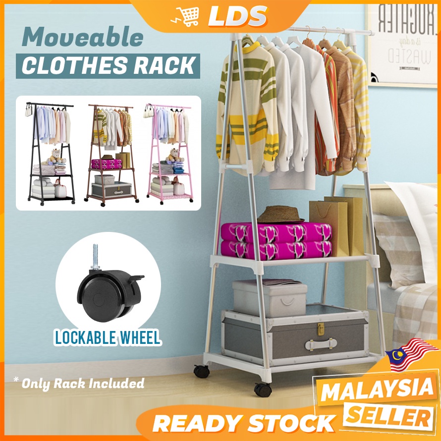 SIMS Malaysia Moveable Clothes Rack with Lockable Wheels Cloth Hanger ...