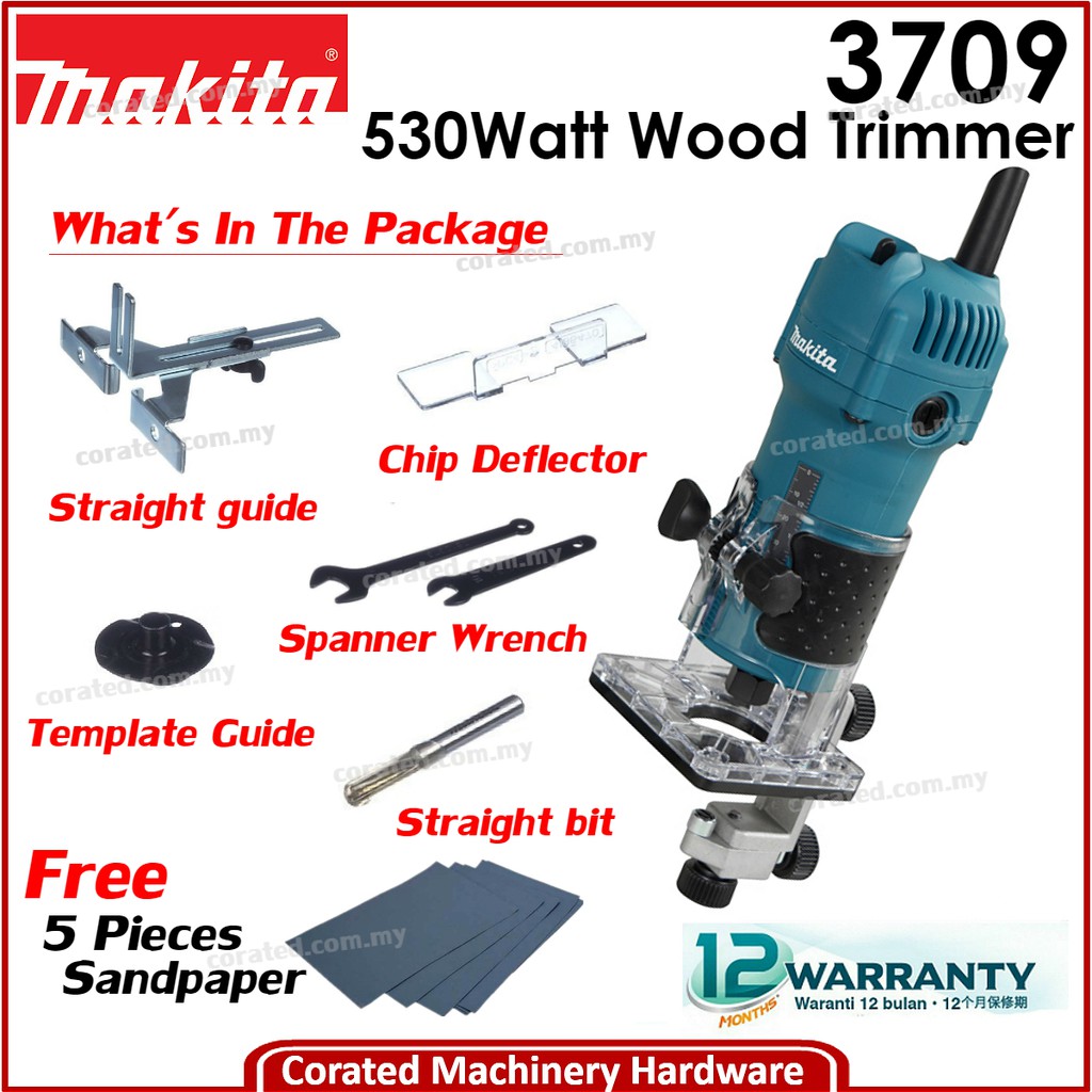 [CORATED] Makita 3709 6mm (1/4") Trimmer (1 Year Warranty) | Shopee ...