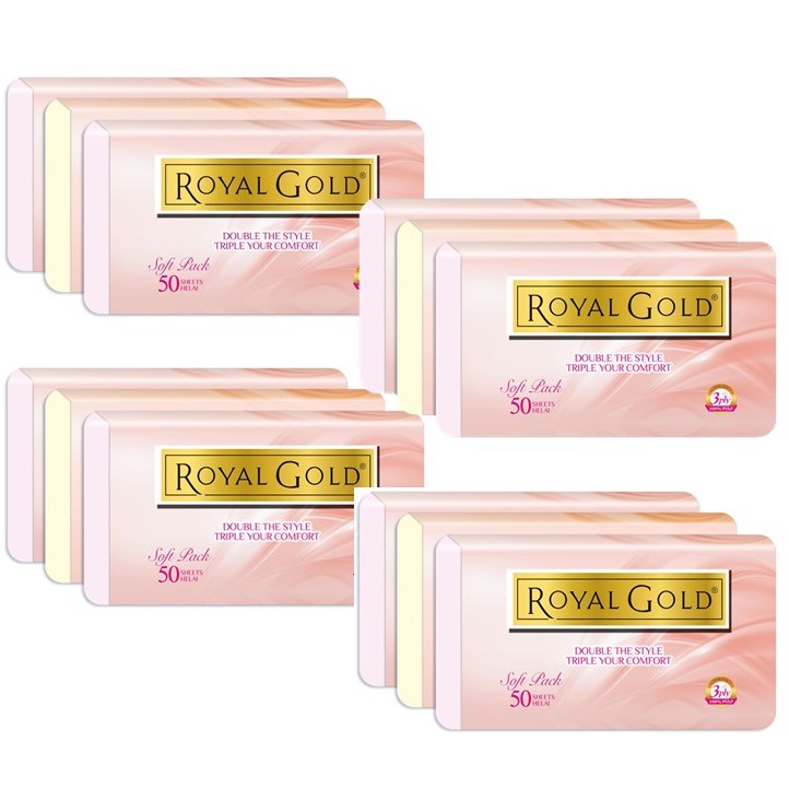 Royal Gold Tissue Soft Pack (50 Sheets x 12 Packs) | Shopee Malaysia
