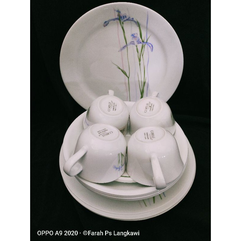 Corelle Set 20 Pcs Shadow Iris (Cawan porcelain) | Shopee Malaysia