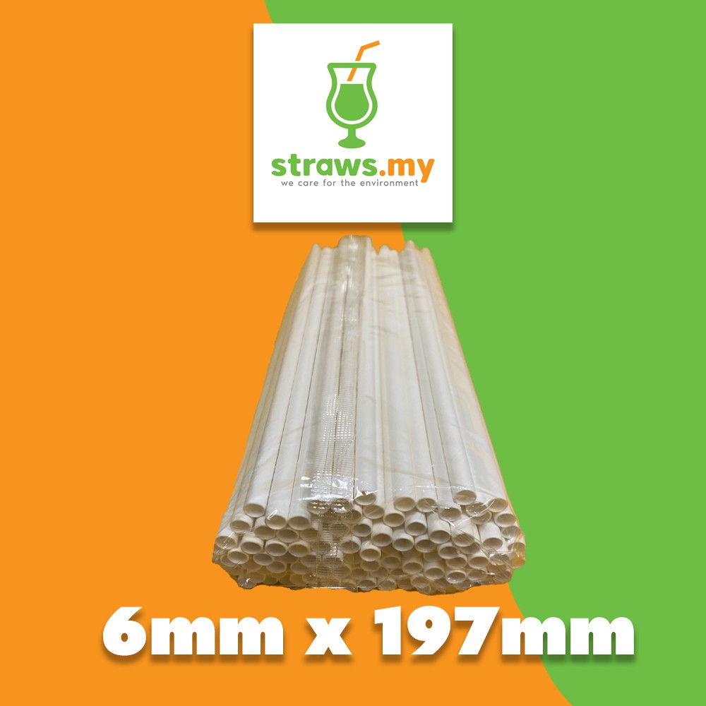 6mm White Paper Straws (10000pcs) - Flat End | Straw Kertas Putih ...