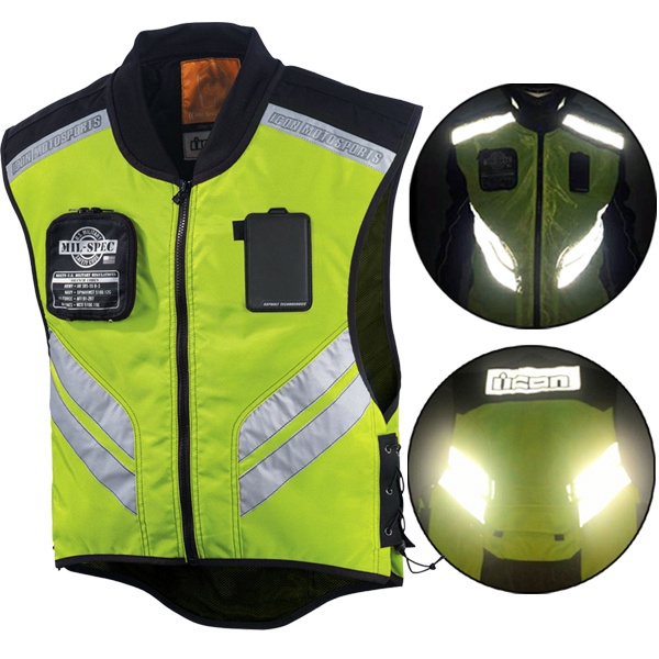 ICON Motor Motorcycle Riding Outdoor Reflection Safety Vest Jacket ...