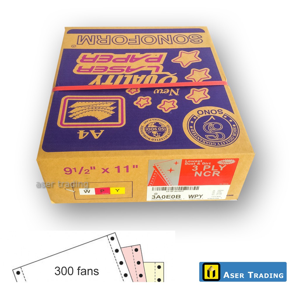 SONOFORM COMPUTER FORM - 3 PLY NCR white/pink/yellow (300FANS) | Shopee ...