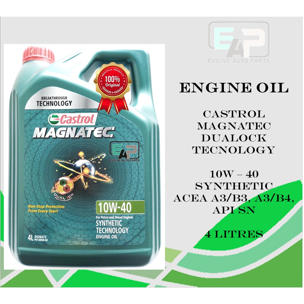 CASTROL MAGNATEC DUALOCK 10W-40 SYNTHETIC TECHNOLOGY ENGINE OIL 4L ...