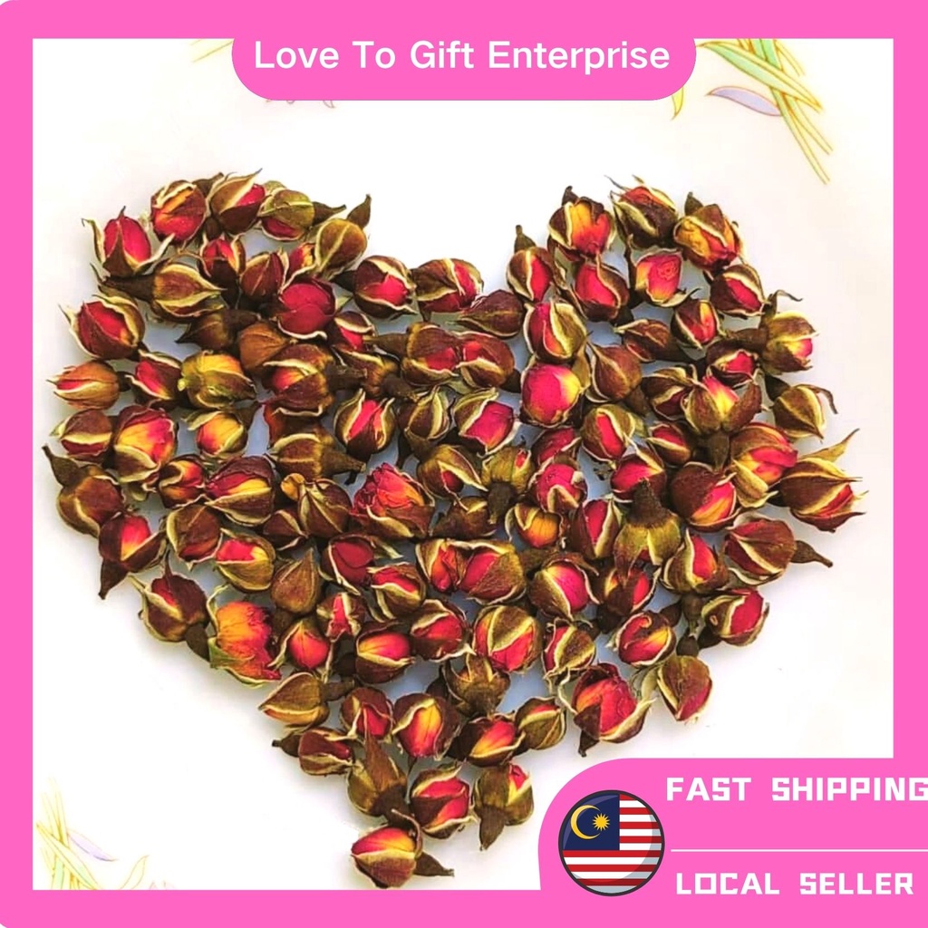 金边玫瑰花 [30g/50g]ROSE BUD / PUTIK BUNGA ROS (Kualiti Premium) | Shopee ...